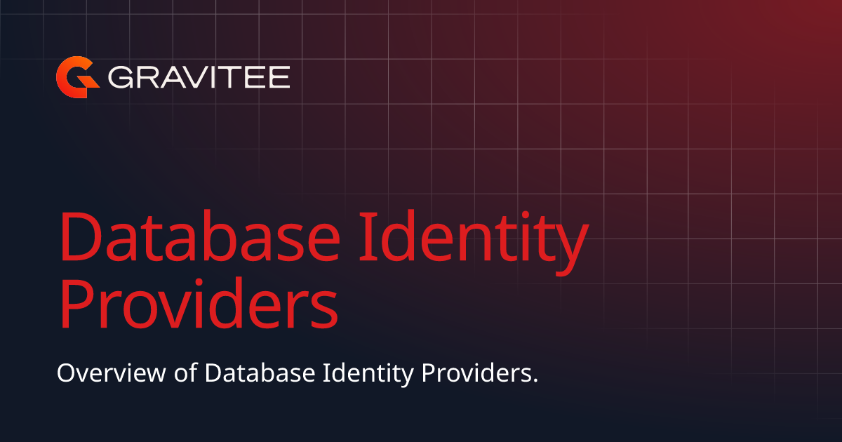Database Identity Providers | Gravitee Documentation